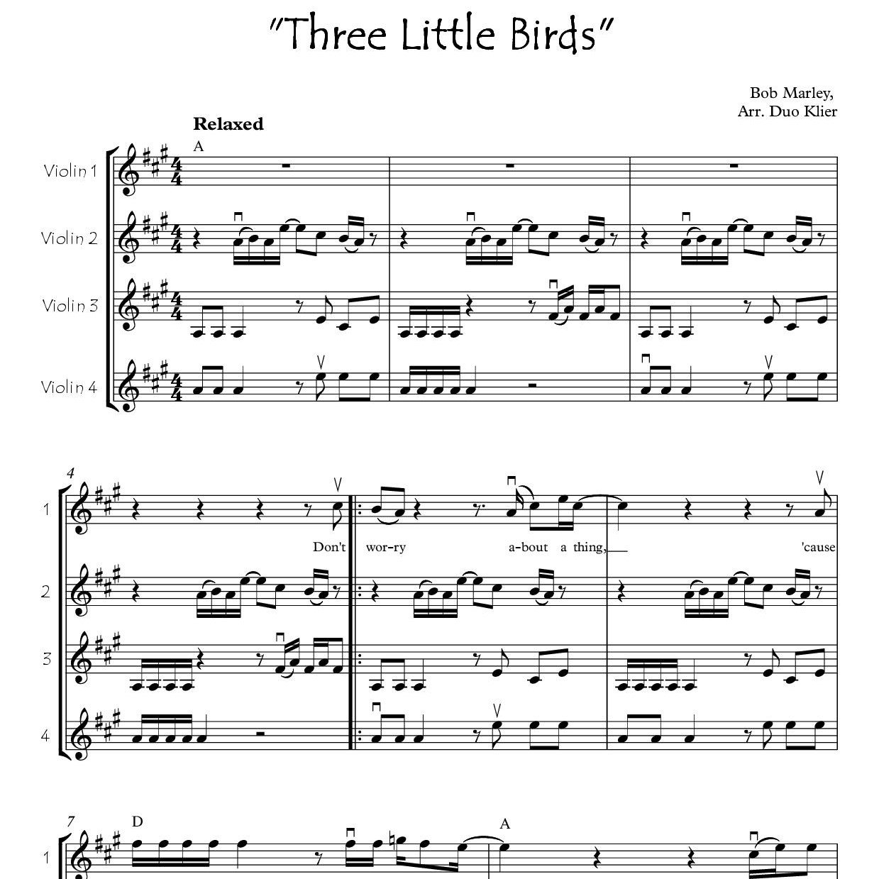 Three Little Birds Bob Marley