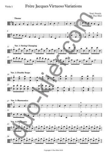 Frère Jacques Virtuoso Variations (Viola Duet) by Traditional | Duo Klier