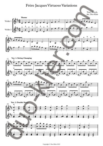 Frère Jacques Virtuoso Variations by Traditional | Duo Klier