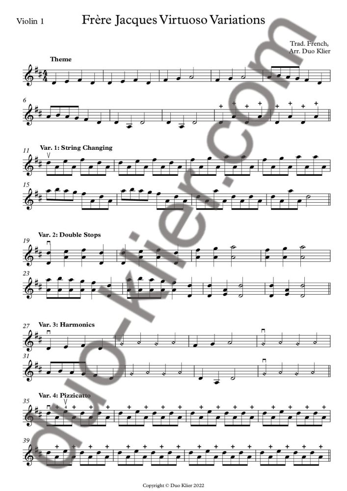 Frère Jacques Virtuoso Variations by Traditional | Duo Klier